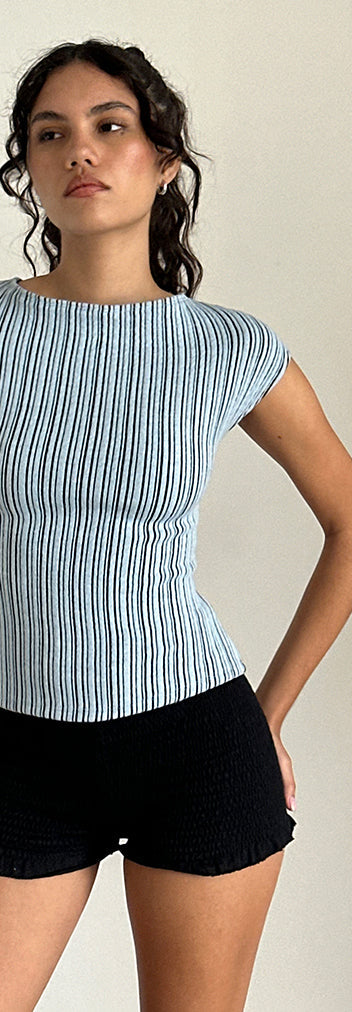 Blue and Black Stripe Jersey Top | Nova – motelrocks-com-us