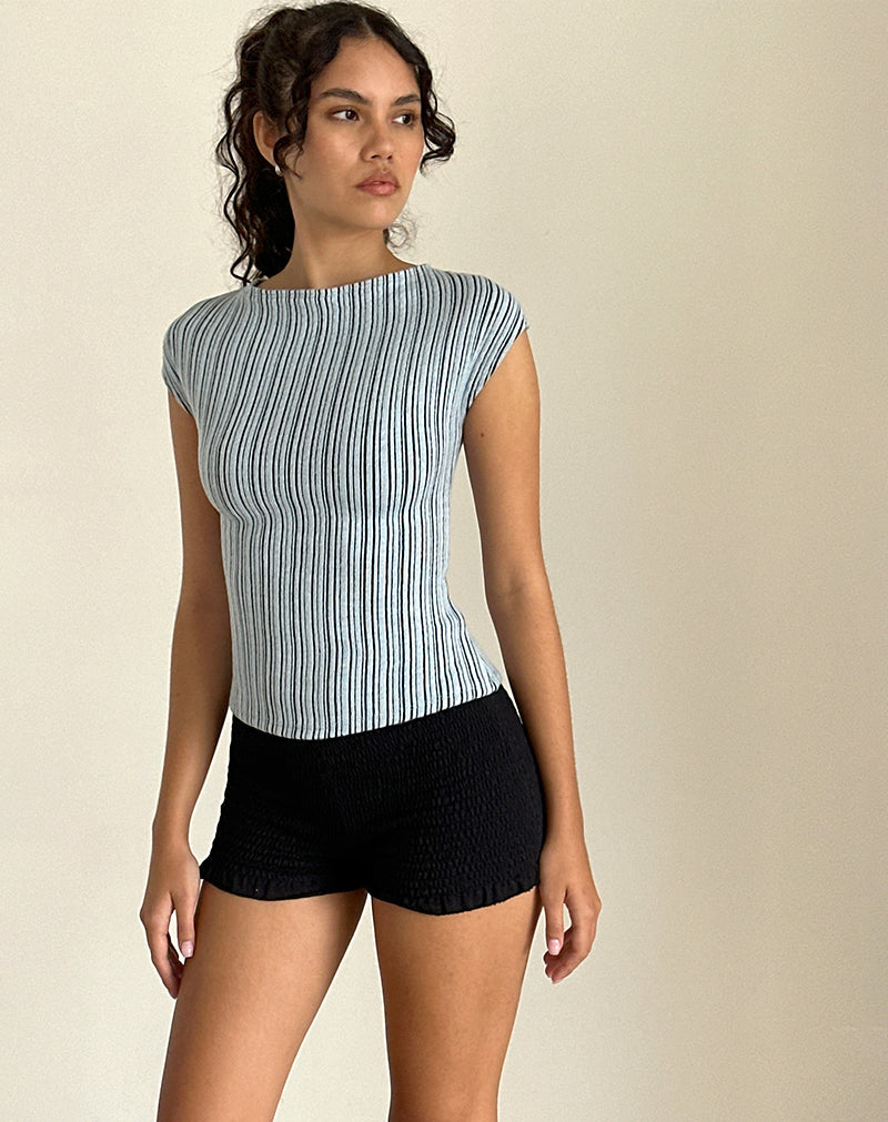 Blue and Black Stripe Jersey Top | Nova – motelrocks-com-us