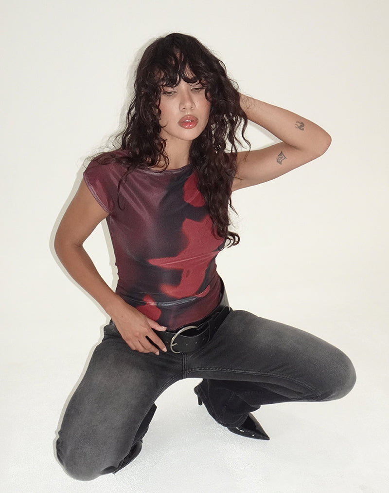 Red Digi Flower Top | Nova – motelrocks-com-us