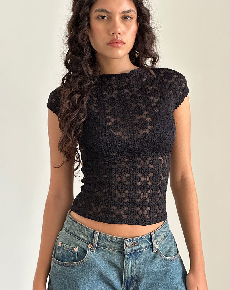 Black Regal Lace Top | Nova – motelrocks-com-us