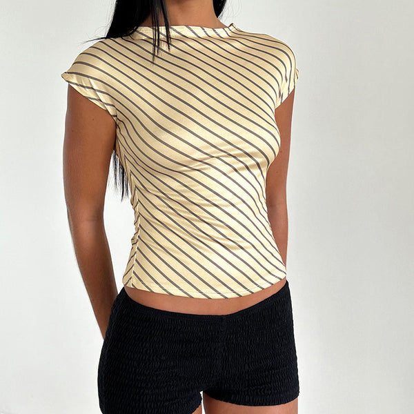 Yellow Diagonal Stripe Slinky Top | Nova – motelrocks-com-us