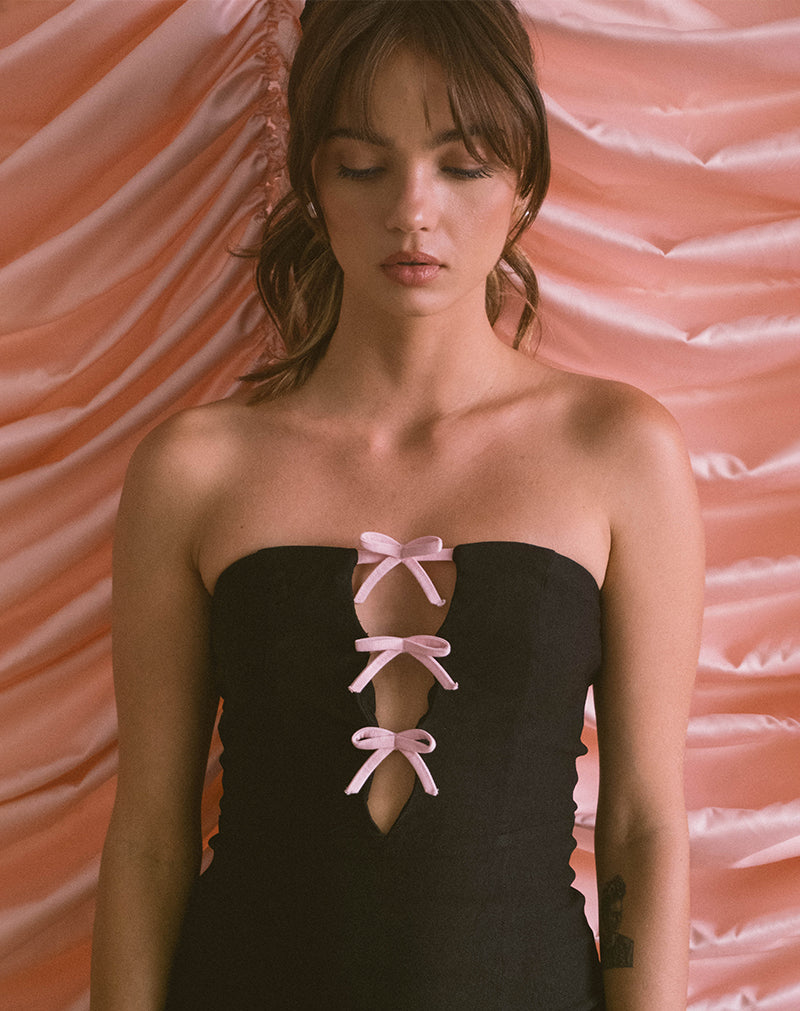 Black Adjustable Tie Up Strap Mini Dress | Novara – motelrocks-com-us