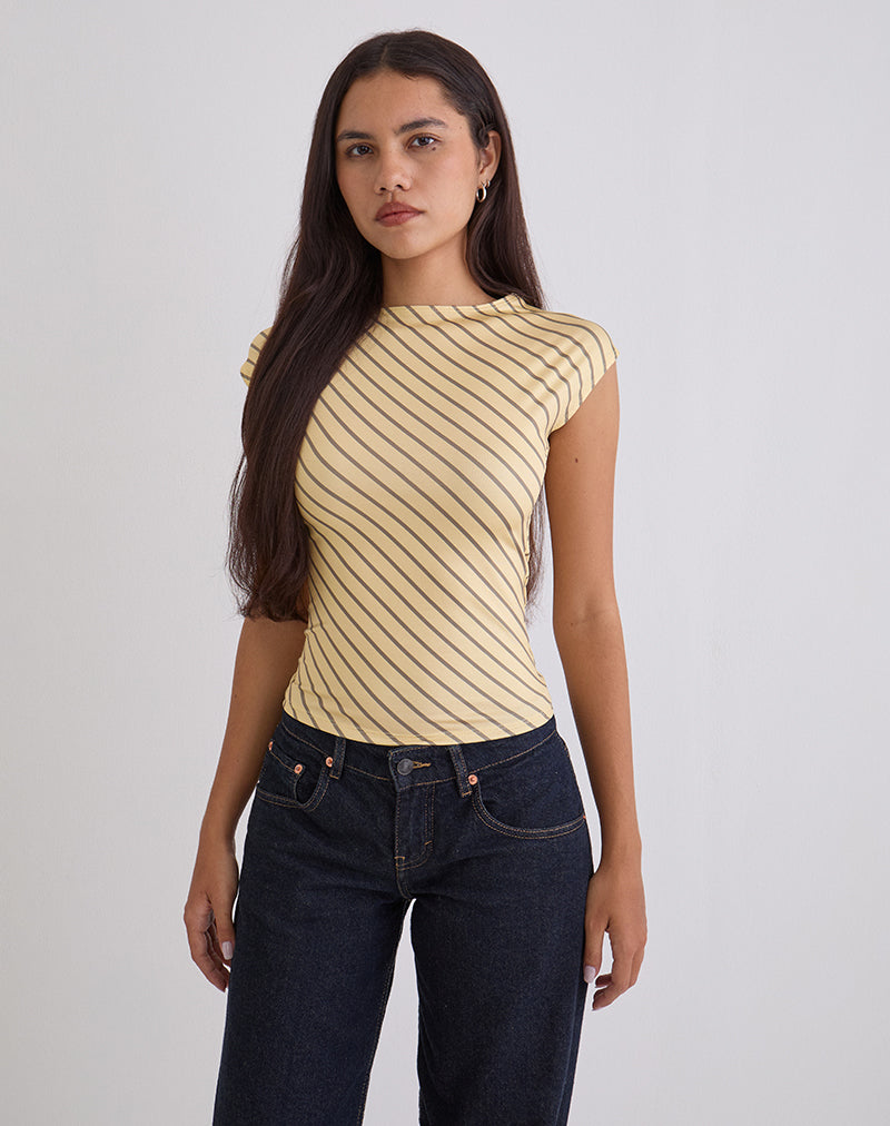 Yellow Diagonal Stripe Slinky Top | Nova – motelrocks-com-us