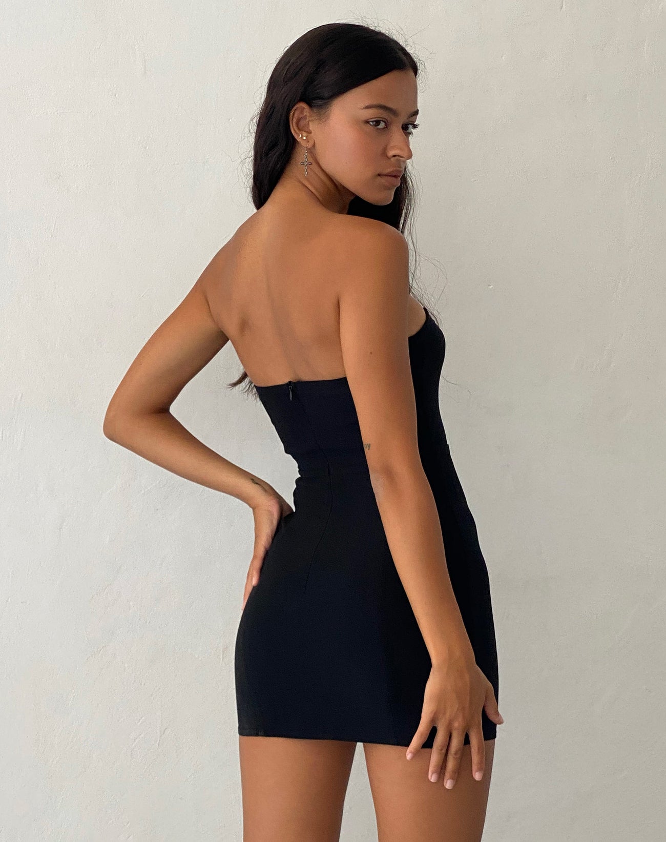 Black Adjustable Tie Up Strap Mini Dress | Novara – motelrocks-com-us