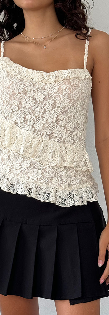 Ivory Lace Asymmetric Cami Top | Octavia – motelrocks-com-us