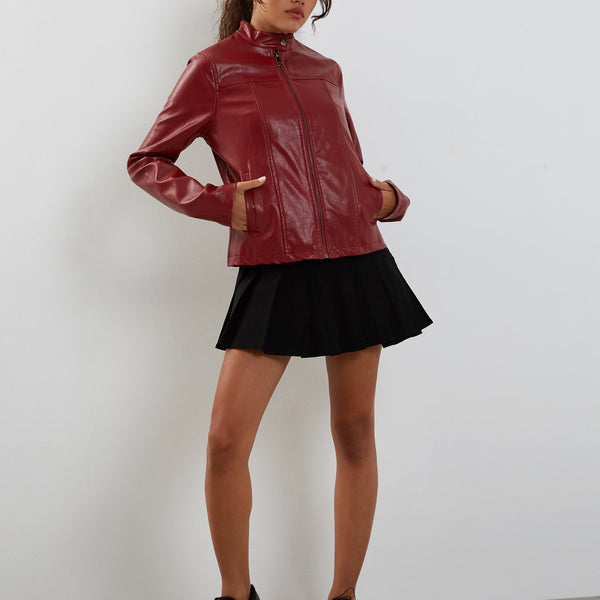PU Blood Red Jacket | Olivia – motelrocks-com-us