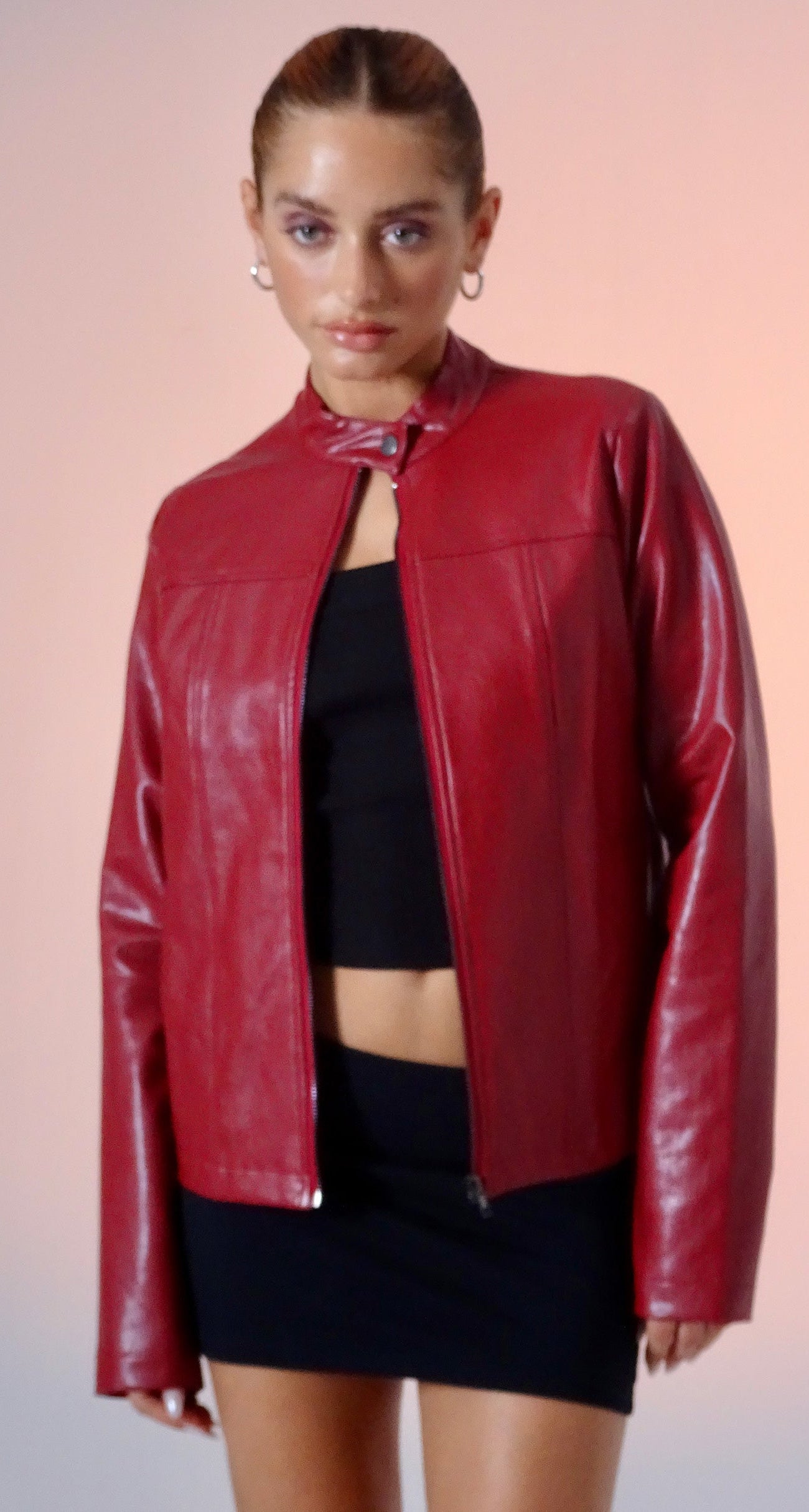 PU Blood Red Jacket | Olivia – motelrocks-com-us