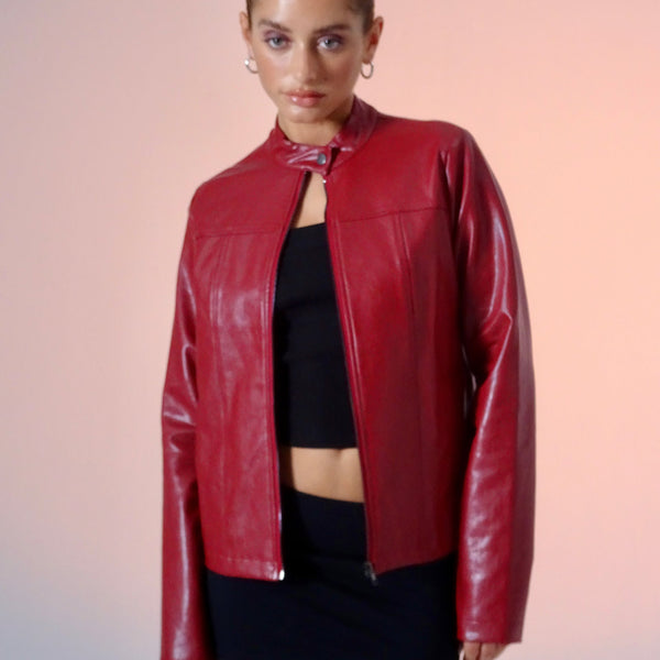 PU Blood Red Jacket | Olivia – motelrocks-com-us