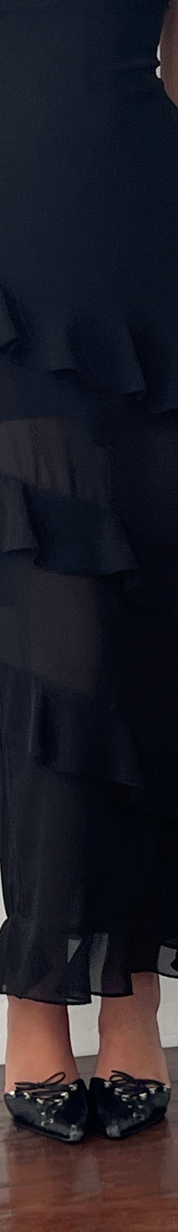 Black Ruffle Detail Maxi Dress | Otna – motelrocks-com-us