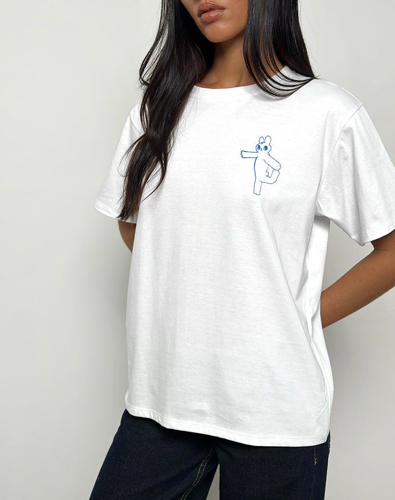 White Basic Tee with Doing My Best Graphic | Oversize – motelrocks-com-us