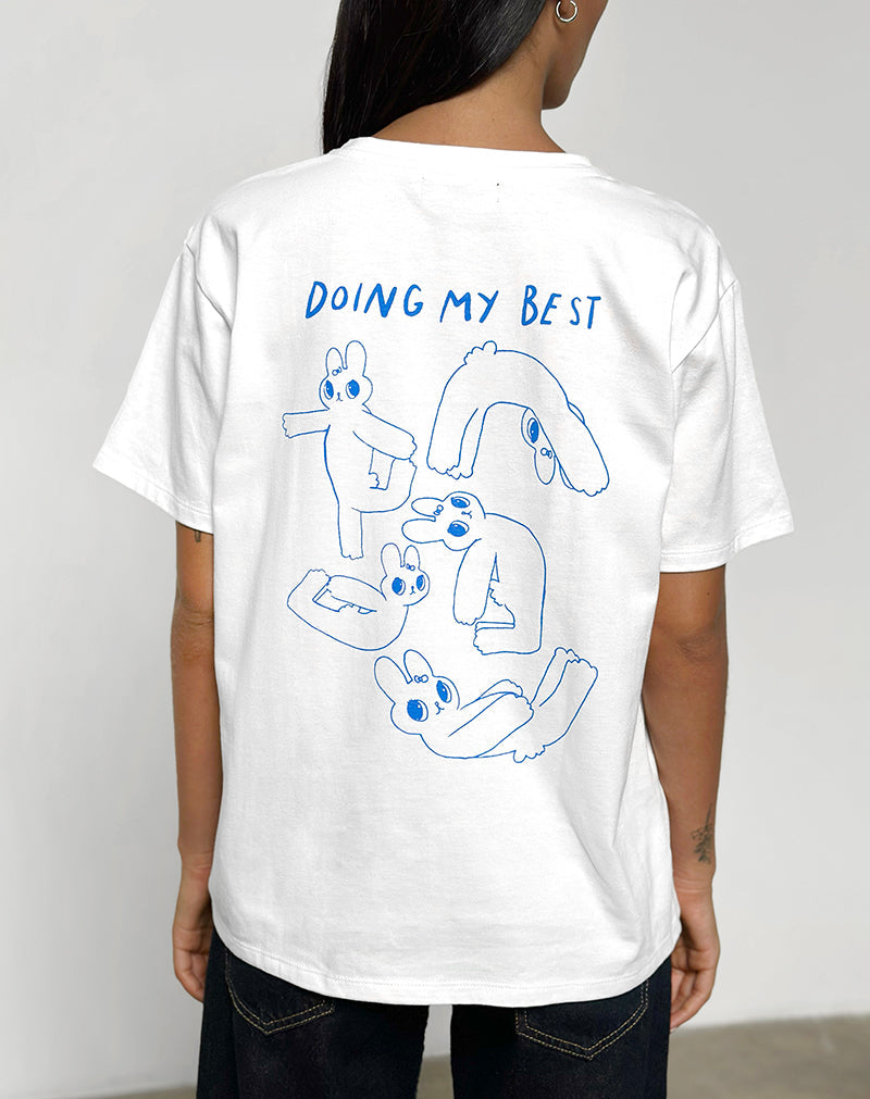 White Basic Tee with Doing My Best Graphic | Oversize – motelrocks-com-us