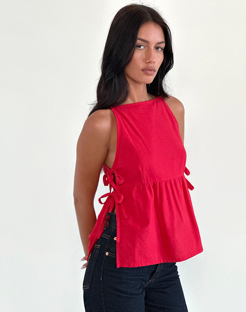 Tango Red Tie Side Sleeveless Top | Palsi – motelrocks-com-us