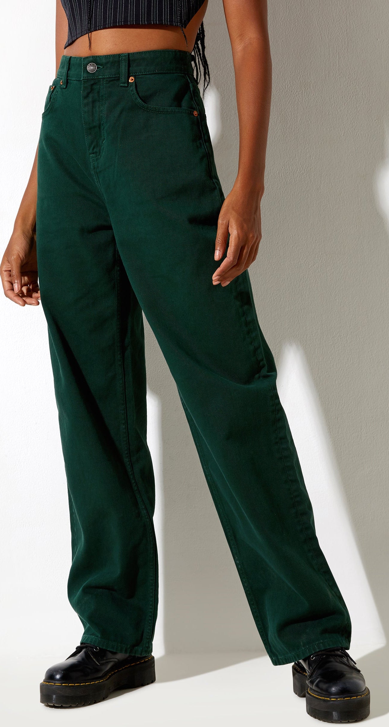 Forest Green Wide Leg Jeans | Parallel – motelrocks-com-us