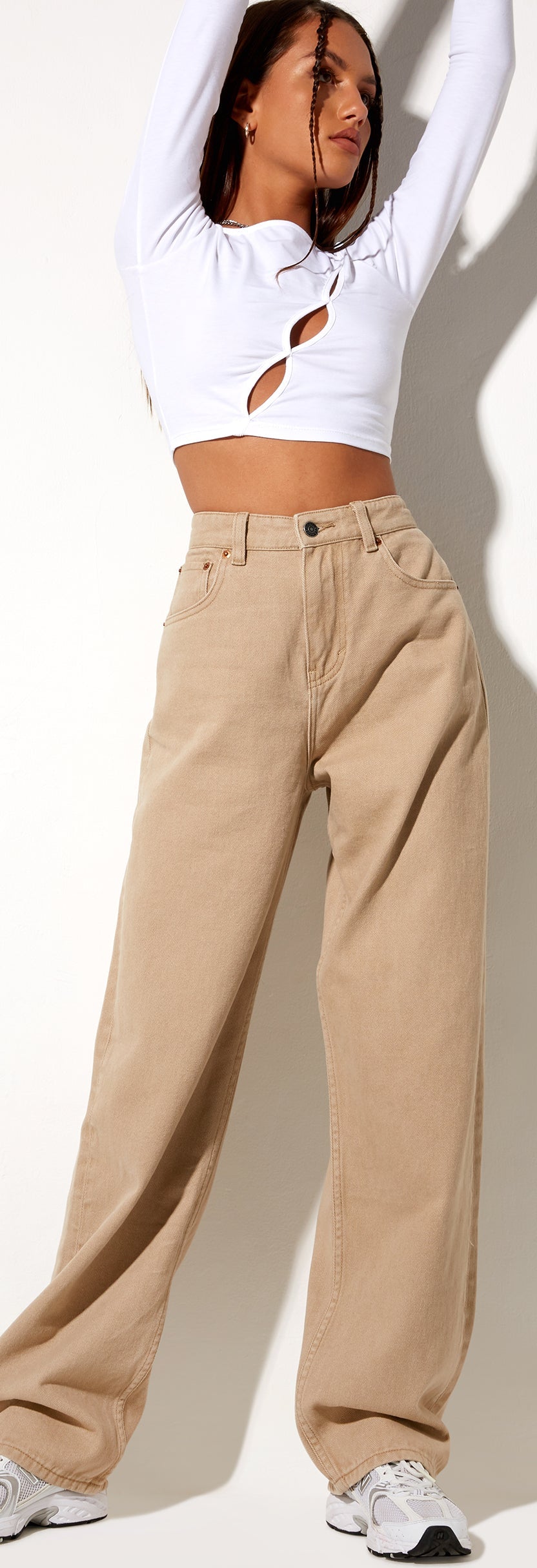 Beige Sand High Waisted Wide Leg Jeans | Parallel – motelrocks-com-us