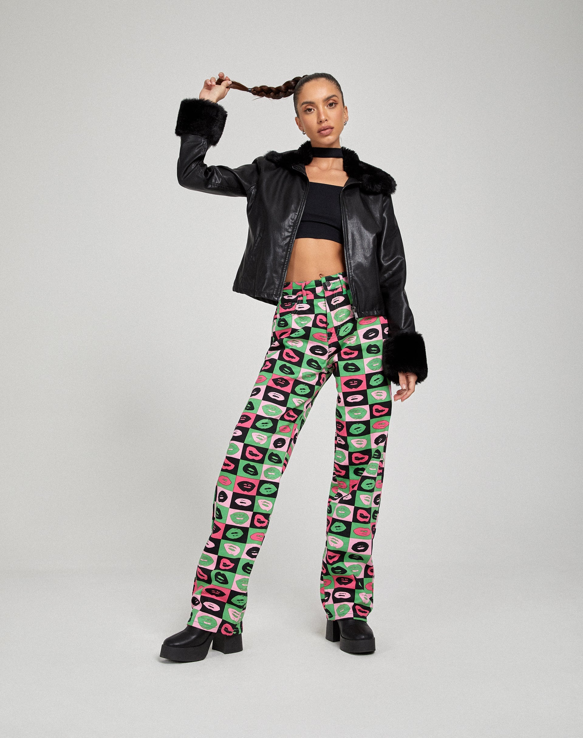 Lip Print 90's Wide Leg Jeans | Parallel – motelrocks-com-us