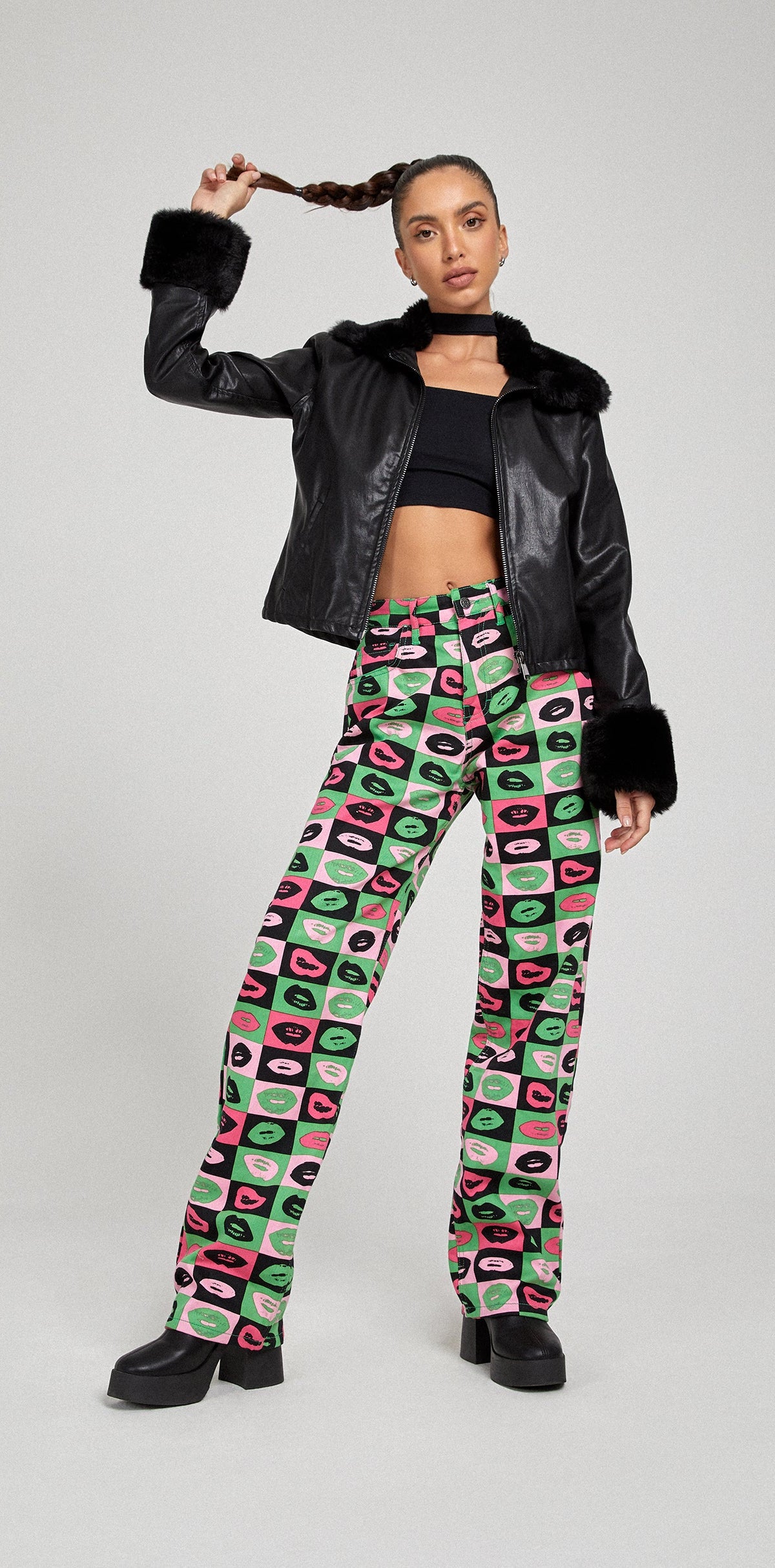 Lip Print 90's Wide Leg Jeans | Parallel – motelrocks-com-us
