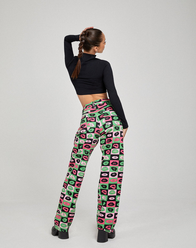 Lip Print 90's Wide Leg Jeans | Parallel – motelrocks-com-us