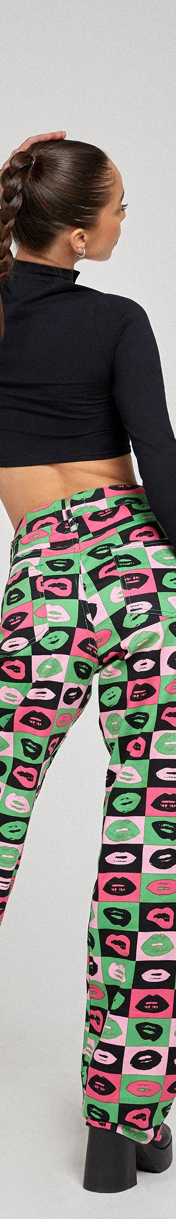 Lip Print 90's Wide Leg Jeans | Parallel – motelrocks-com-us