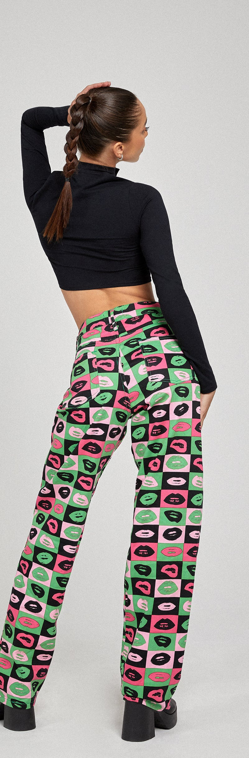 Lip Print 90's Wide Leg Jeans | Parallel – motelrocks-com-us