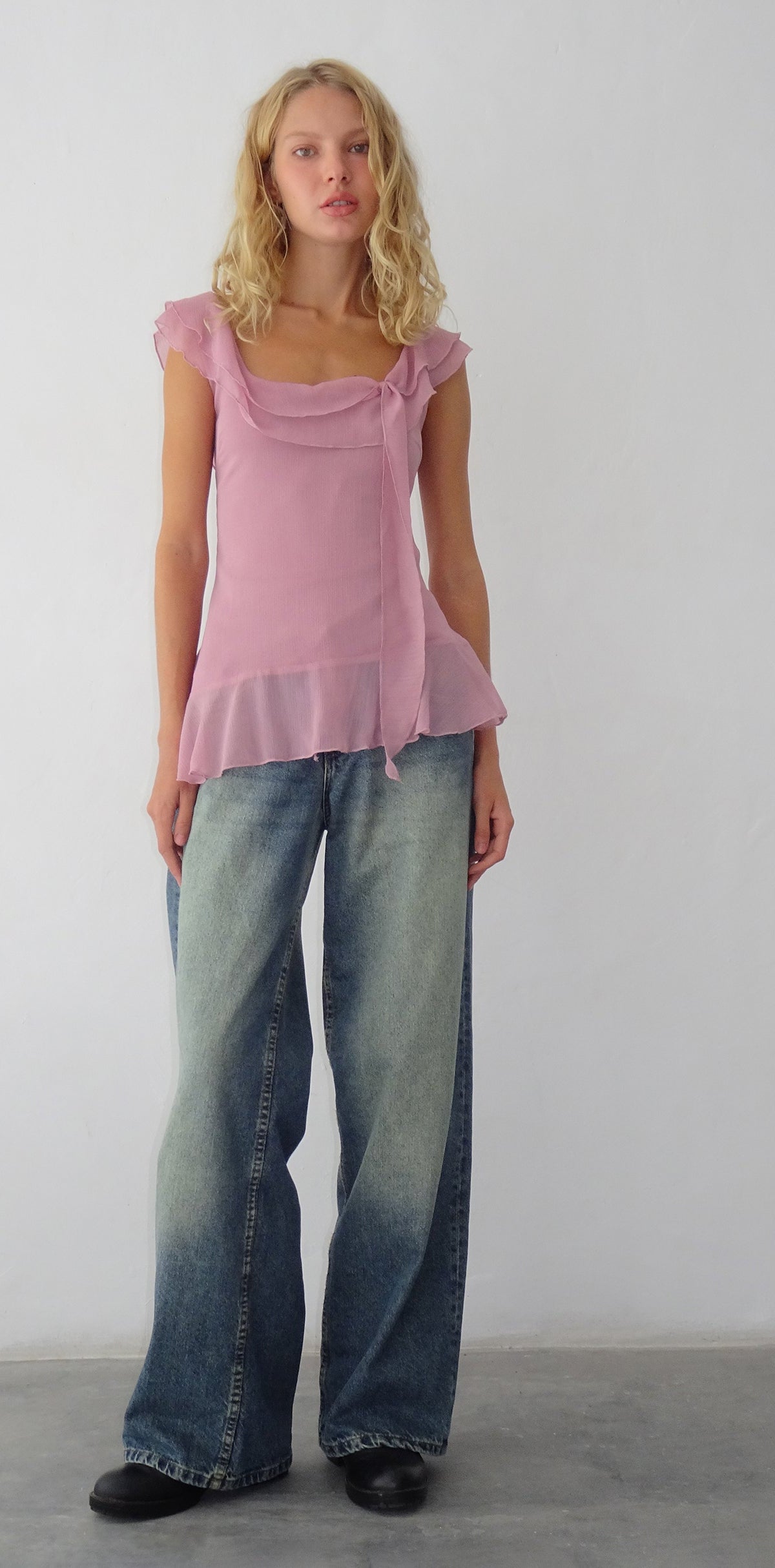 Light Plum Ruffle Longline Top | Piro – motelrocks-com-us