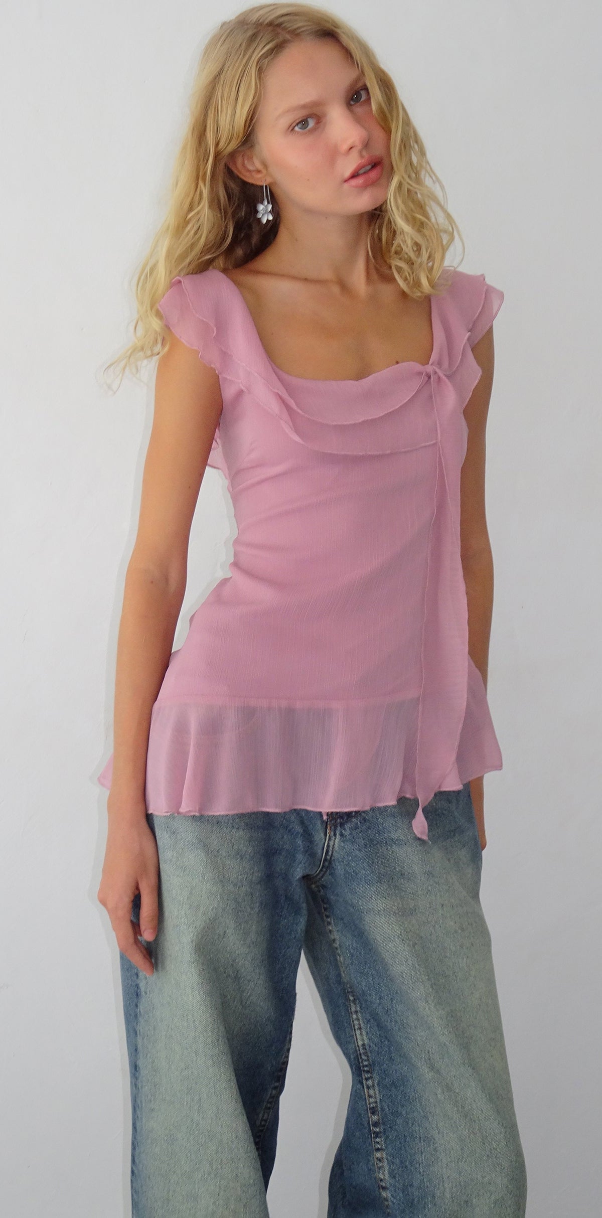 Light Plum Ruffle Longline Top | Piro – motelrocks-com-us