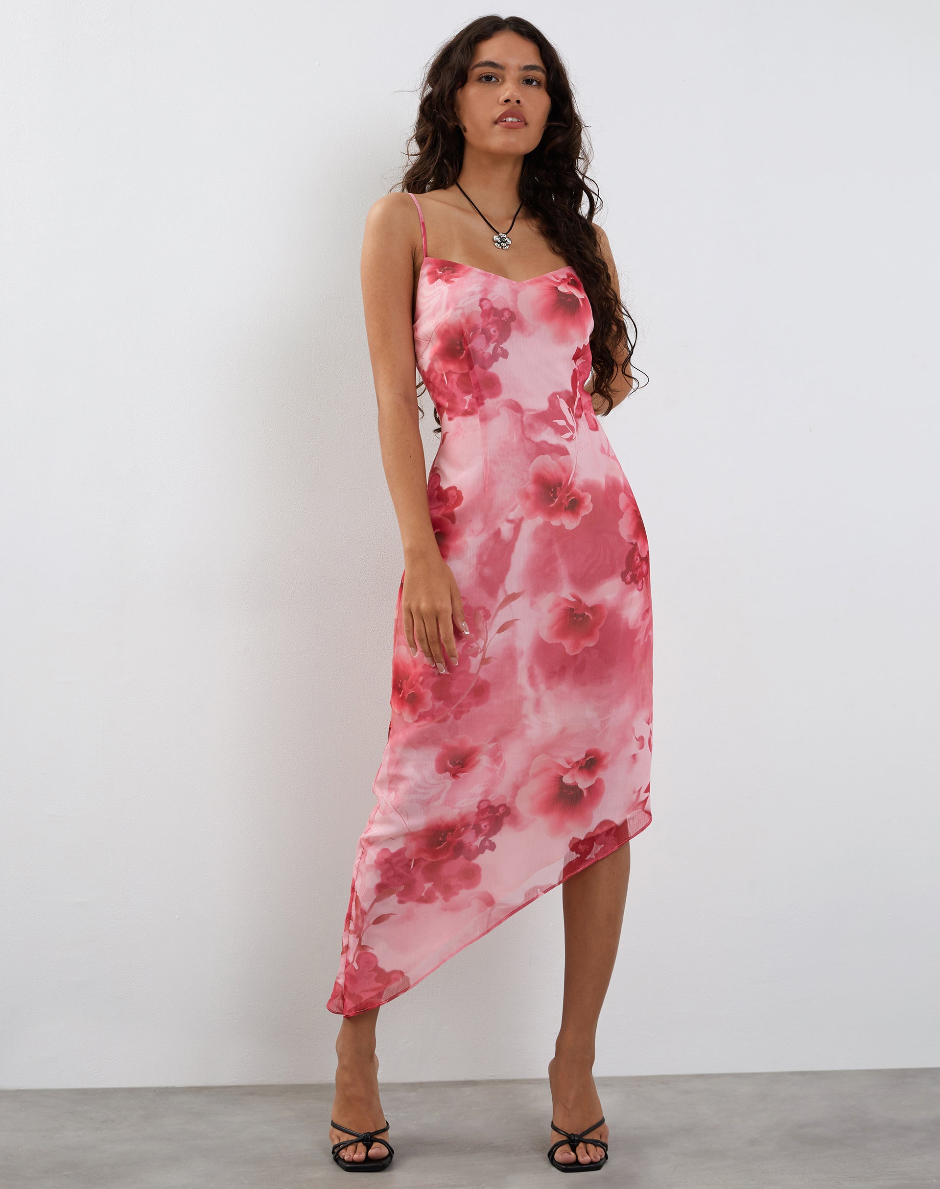 Watercolour Floral Pink Midi Dress | Preston – motelrocks-com-us