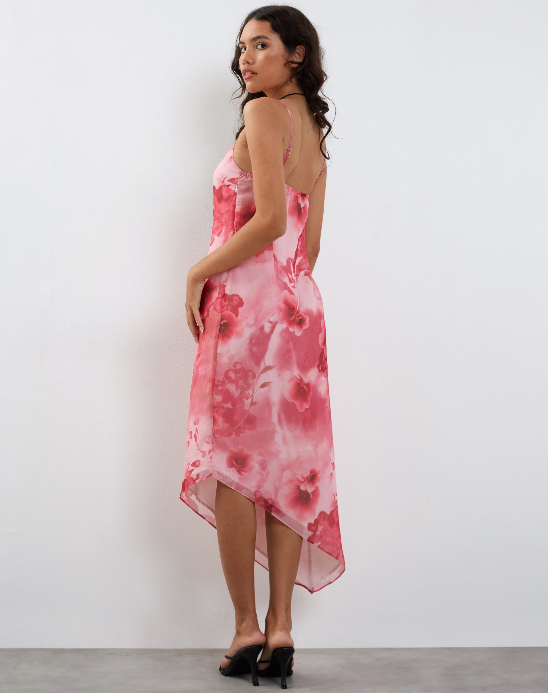 Watercolour Floral Pink Midi Dress | Preston – motelrocks-com-us