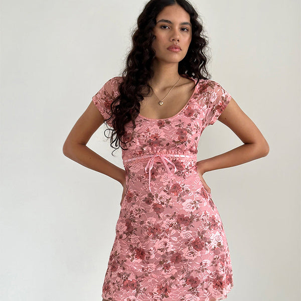 Pink Lace Floral Bloom Dress | Prinsa – motelrocks-com-us