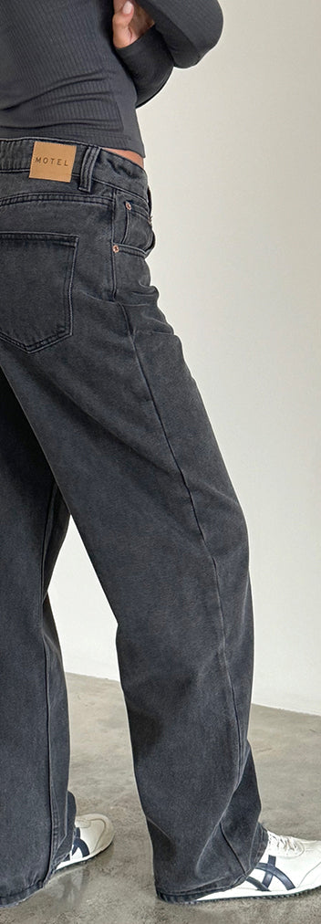 90's Wide Leg Black Denim Jeans | Parallel – motelrocks-com-us