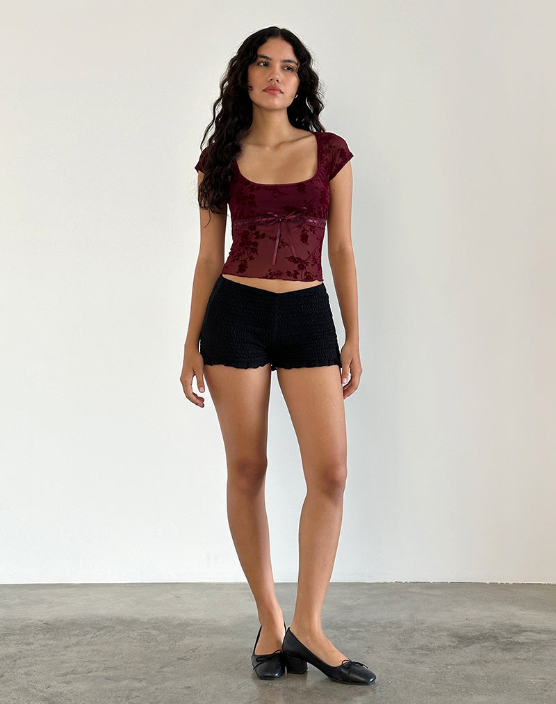 Maroon Red Botanical Flocked Top | Rada – motelrocks-com-us