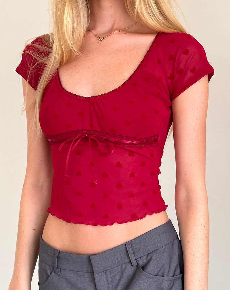 Red Heart Flocked mesh Top | Rada – motelrocks-com-us