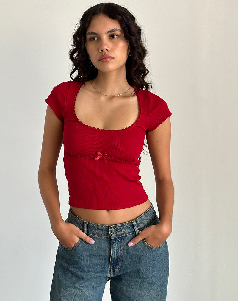 Adrenaline Red Rib Top | Rada – motelrocks-com-us