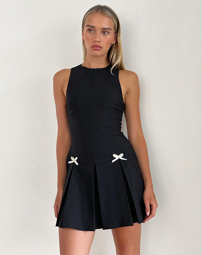 Black with Ivory Bows Mini Dress | Radeta – motelrocks-com-us