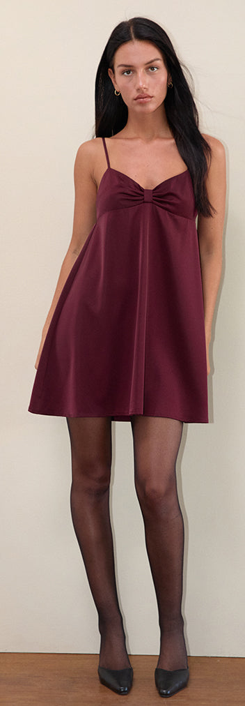 Burgundy Red Satin Mini Dress | Rafaila – motelrocks-com-us