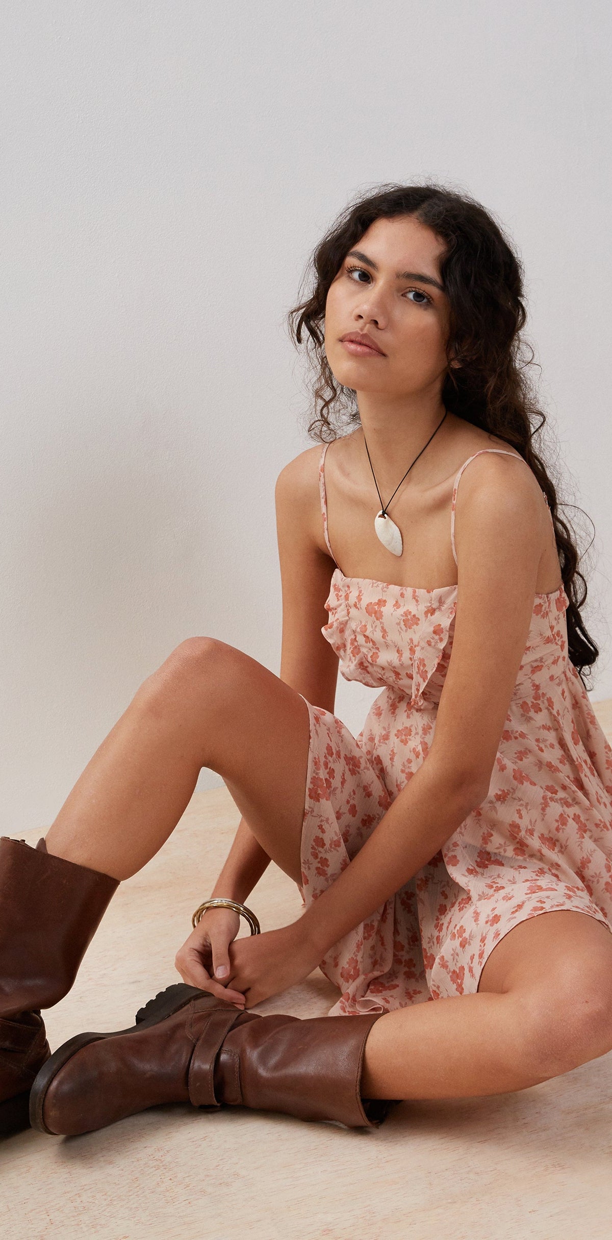Peach Cherry Blossom Frill Detail Mini Dress | Raftar – motelrocks-com-us