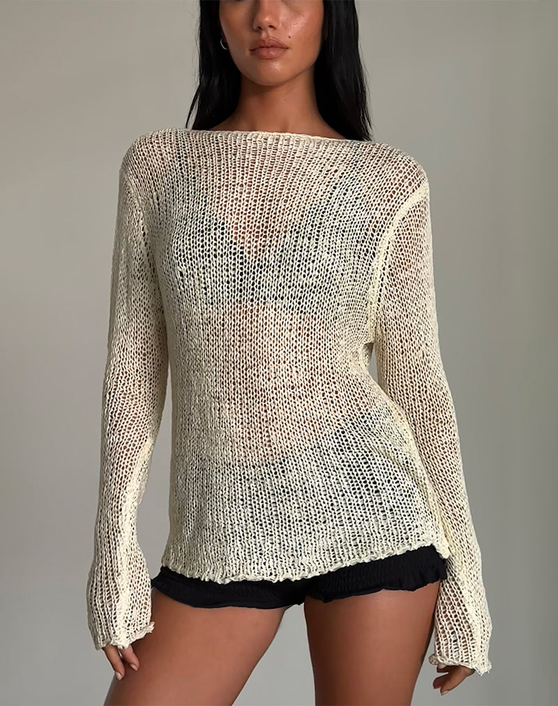 Ivory Open Weave Jumper | Rajiya – motelrocks-com-us