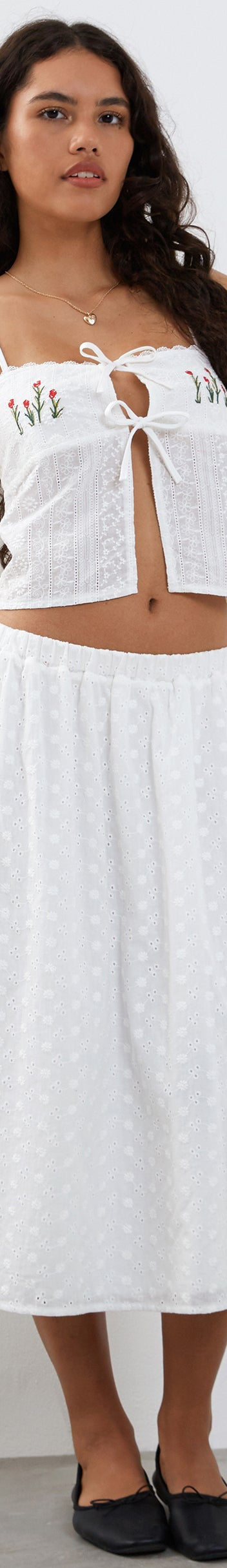 White Broderie Embroidered Tie Cami | Ramika – motelrocks-com-us