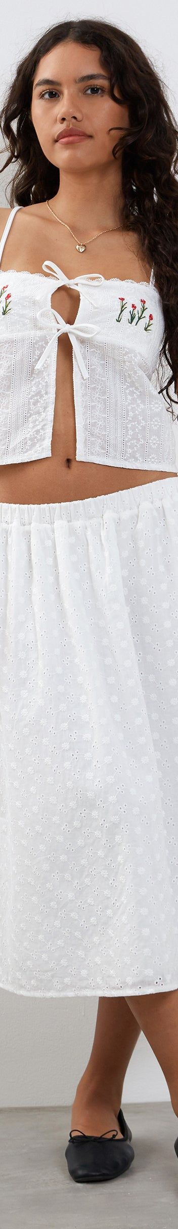 White Broderie Embroidered Tie Cami | Ramika – motelrocks-com-us