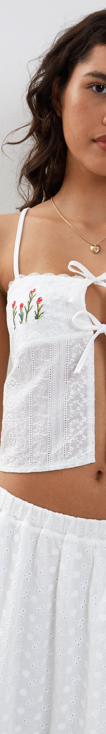 White Broderie Embroidered Tie Cami | Ramika – motelrocks-com-us