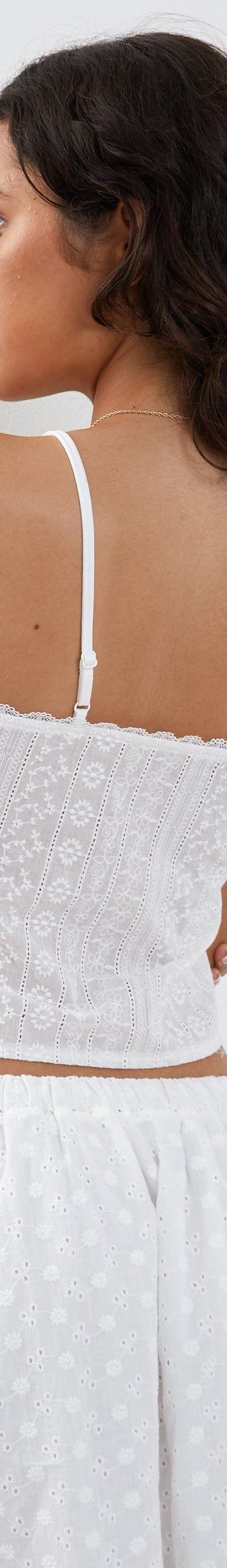 White Broderie Embroidered Tie Cami | Ramika – motelrocks-com-us