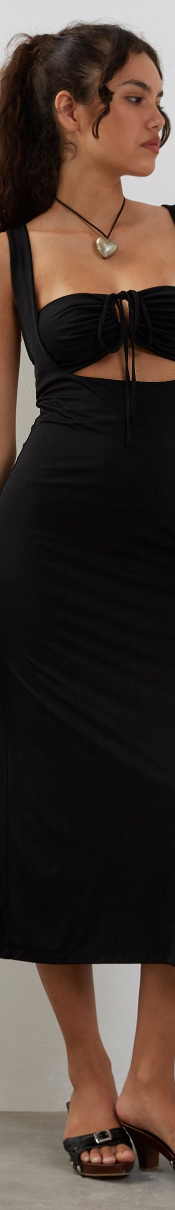 Black Cut Out Detail Bodycon Midi Dress | Reina – motelrocks-com-us