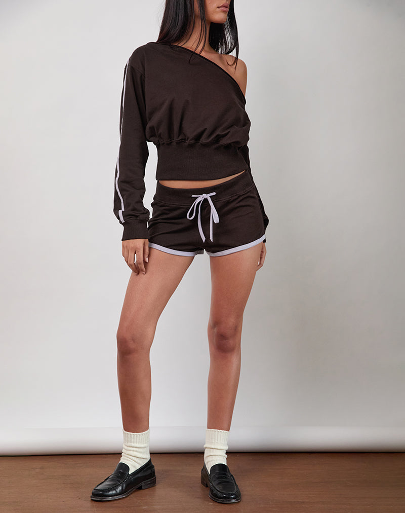 Brown Chocolate with Lilac Binding Runner Shorts | Resata – motelrocks ...