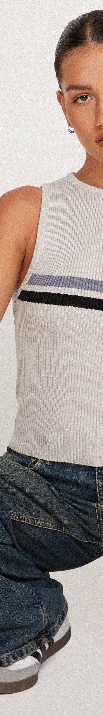 White with Grey and Black Stripe Vest | Bonisa – motelrocks-com-us