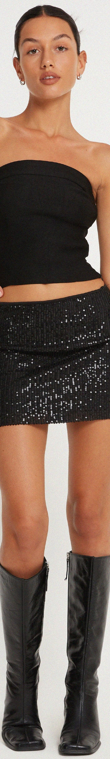Black Sequin Mini Skirt Guida Motelrocks Com Us