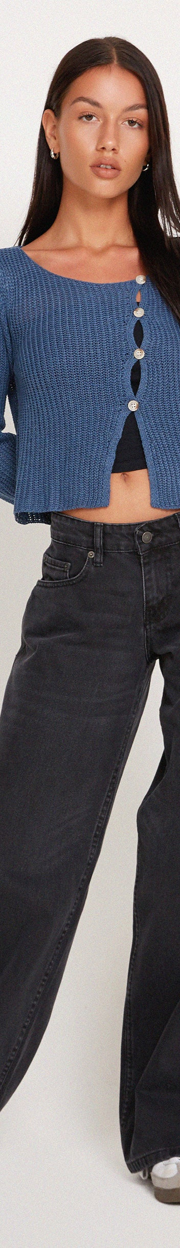 Midnight Blue Long Sleeve Knit Top | Kazayo – motelrocks-com-us