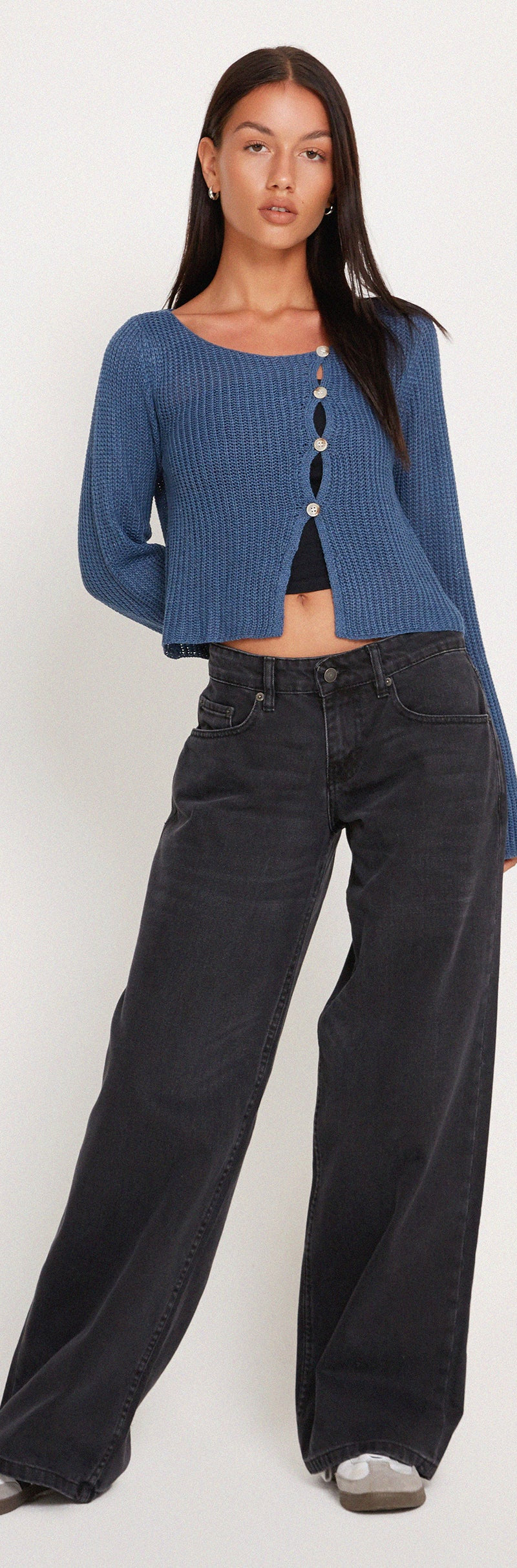 Midnight Blue Long Sleeve Knit Top | Kazayo – motelrocks-com-us