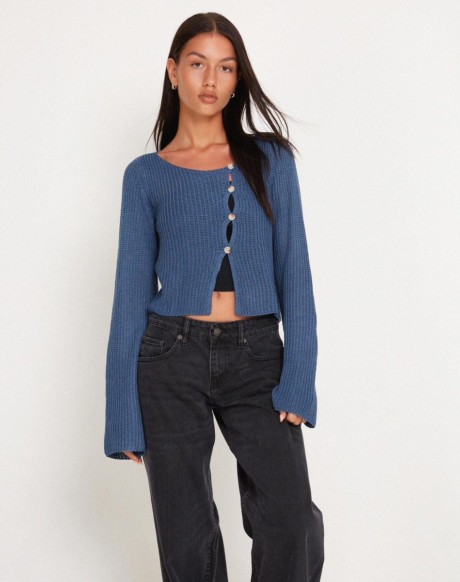 Midnight Blue Long Sleeve Knit Top | Kazayo – motelrocks-com-us