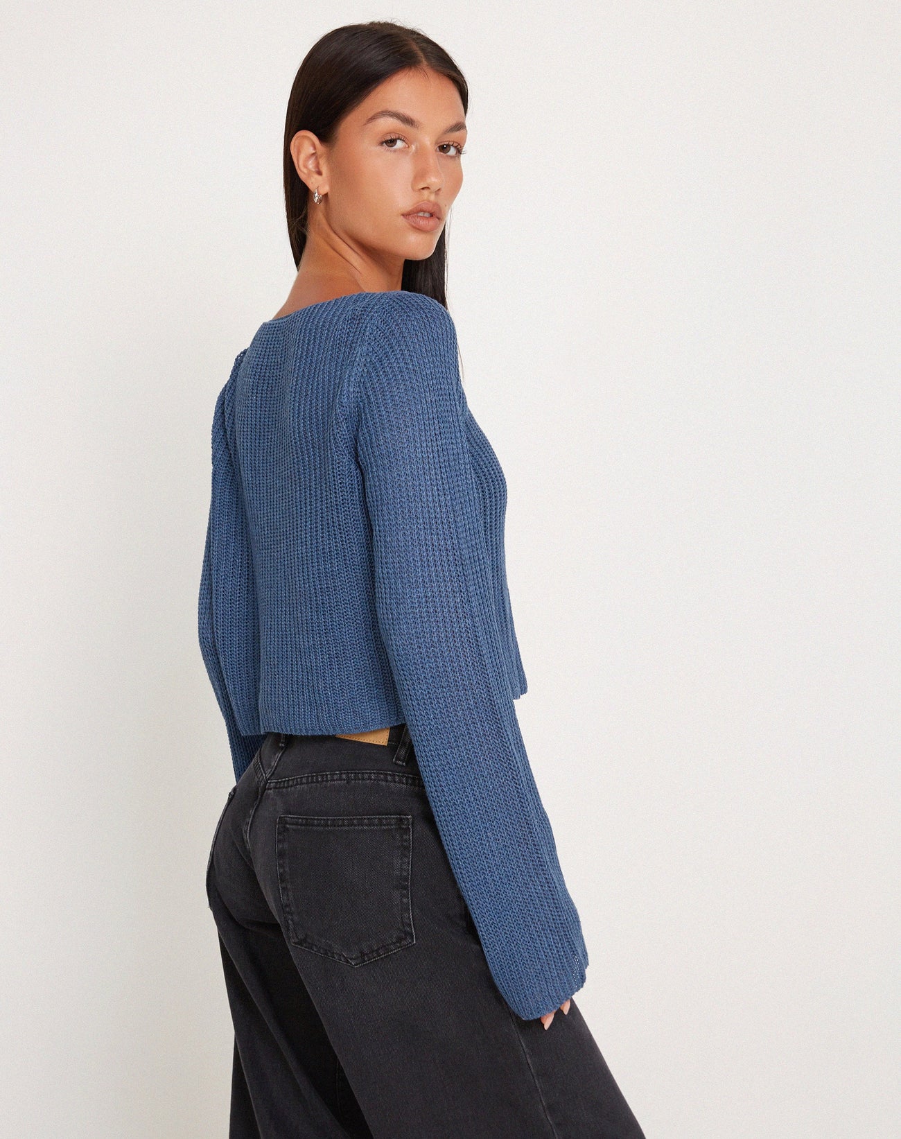Midnight Blue Long Sleeve Knit Top | Kazayo – motelrocks-com-us