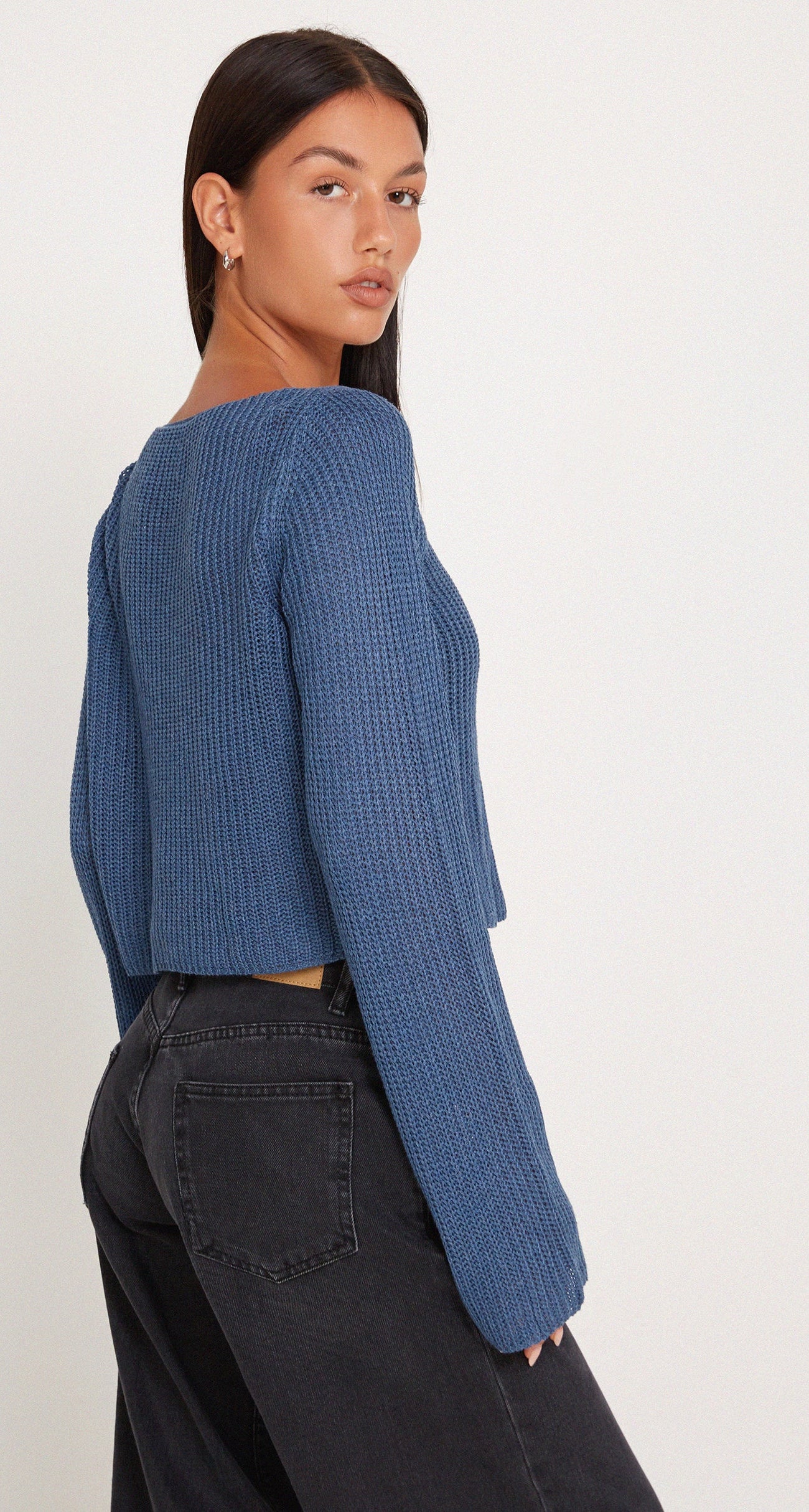 Midnight Blue Long Sleeve Knit Top | Kazayo – motelrocks-com-us