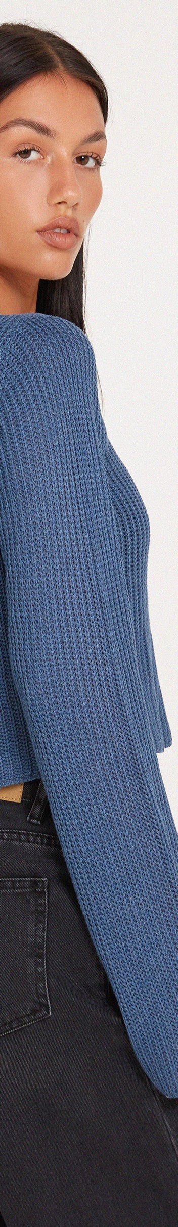 Midnight Blue Long Sleeve Knit Top | Kazayo – motelrocks-com-us